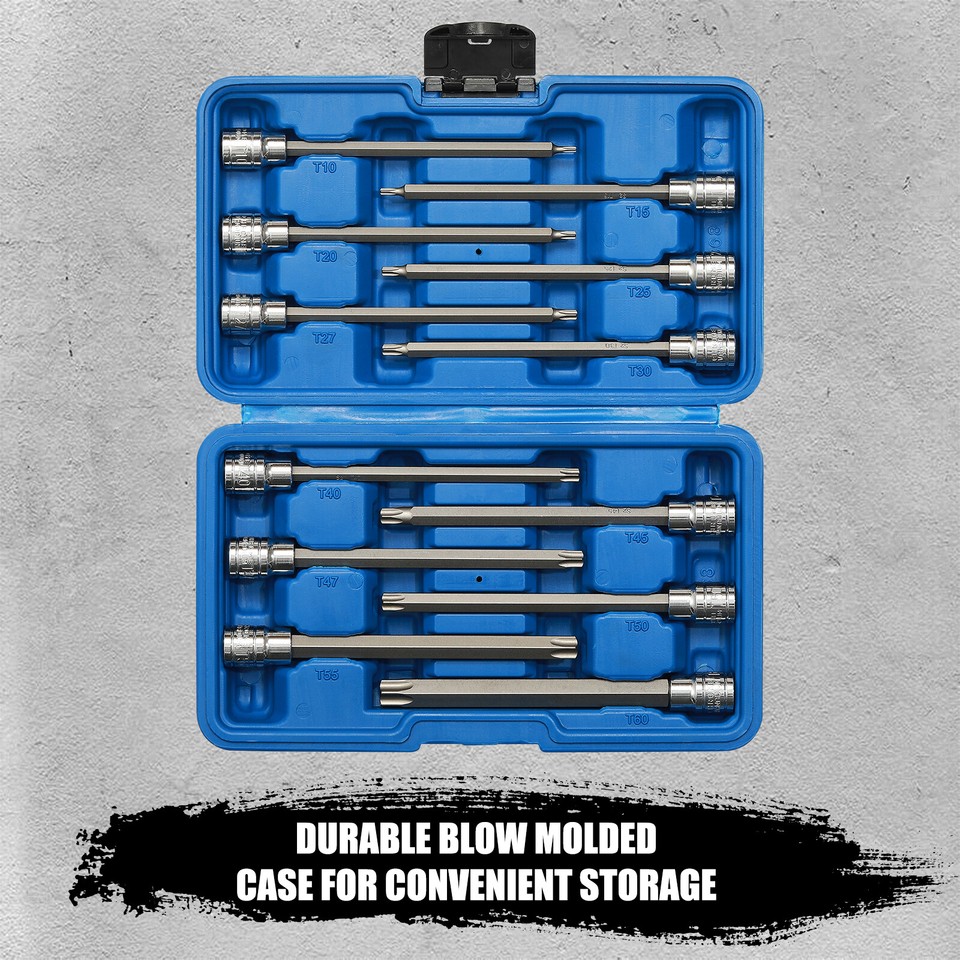 3/8"Drive Extra Long Torx Bit Socket Set, 12 Piece Torx Stra Bit Set ...