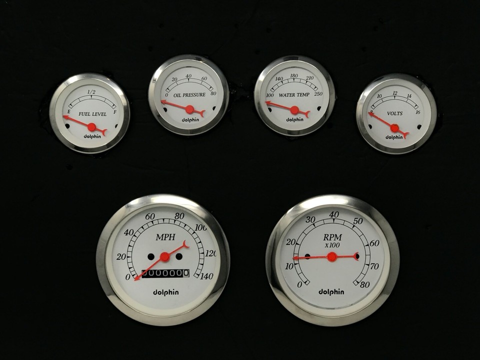 6 Gauge Set Hot Rod Street Rod Universal Dash Mechanical Speedometer ...