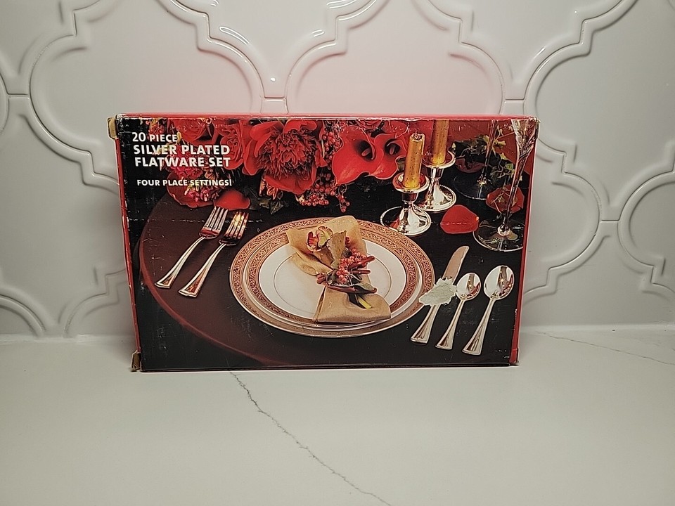 VTG. 20-PC. SILVER PLATED FLATWARE SET 4-PLACE SETTINGS REGENT SQUARE ...