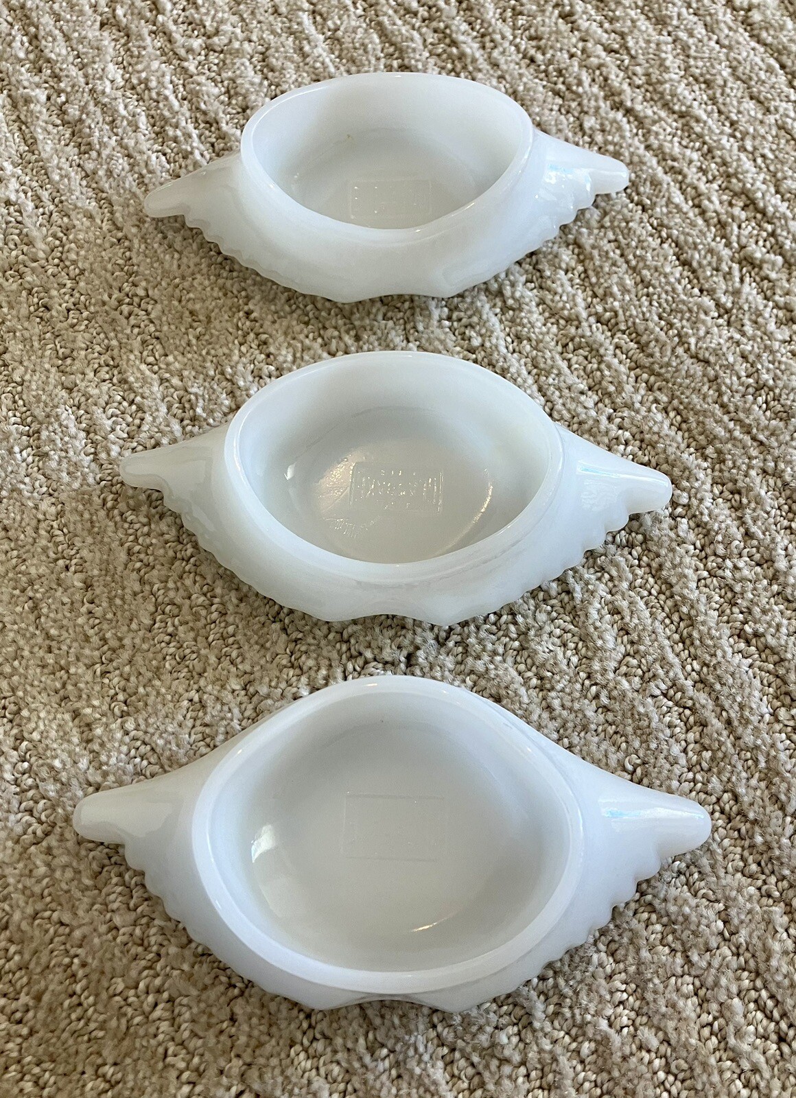 Glasbake Milk Glass 3 white Crab imperial Deviled crab dishes Vintage ...