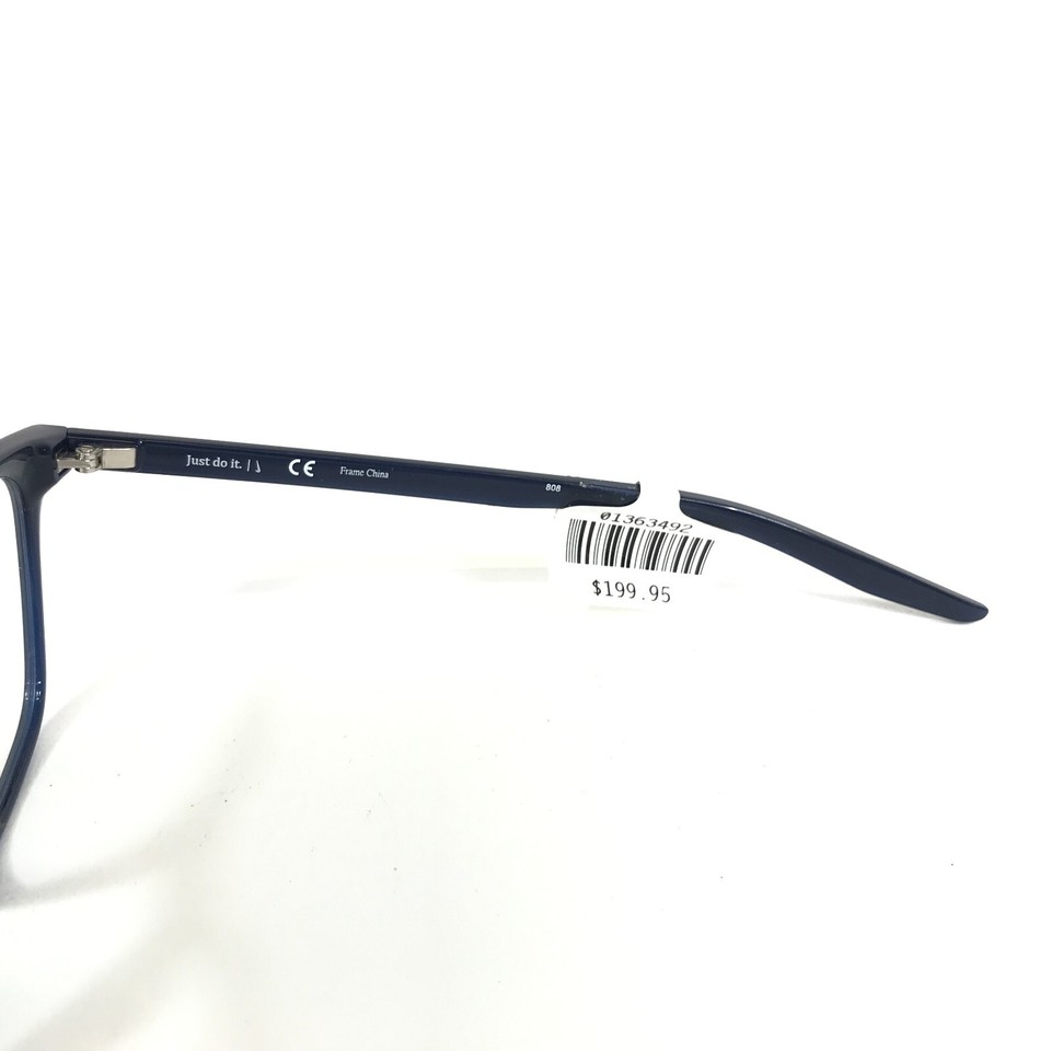 Nike Eyeglasses Frames 7124 420 Blue Square Full Rim White Swoosh Logo ...