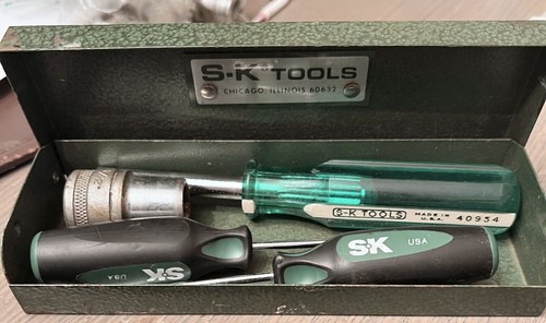 Vintage SK green Tool Box/can with SK screwdrivers and socket | eBay