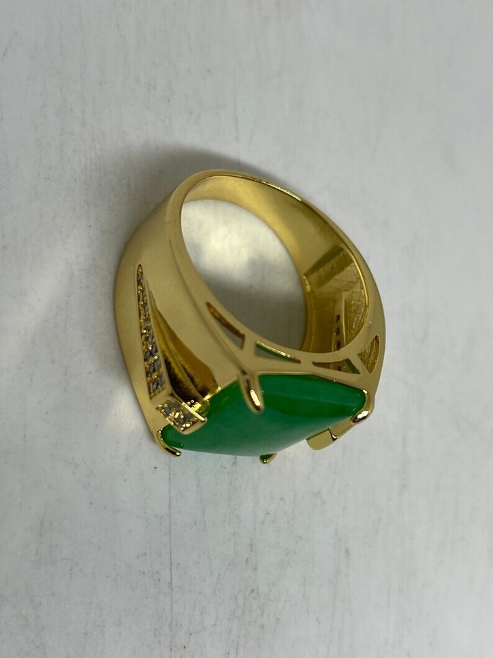 Antique Emerald Cut Natural Green Jade 3Ct Vintage Men's Wedding Ring ...