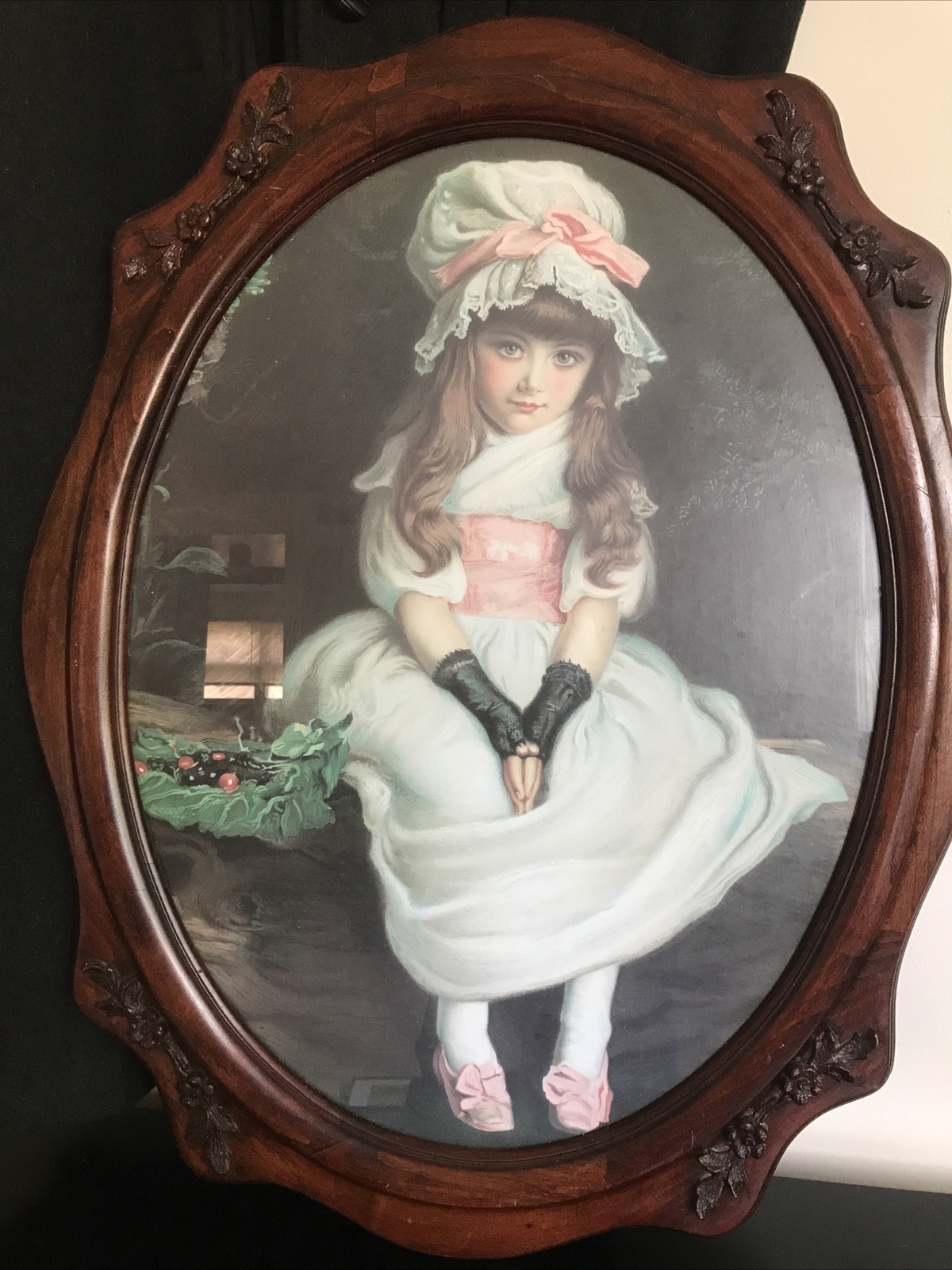 Vintage ‘Cherry Ripe’ Print Litho John Everett Millais Oval Wood Frame ...