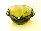 Vintage Green Jam/Jelly Bowl Dish Open Ruffled Rim with Norihotel Spoon ...