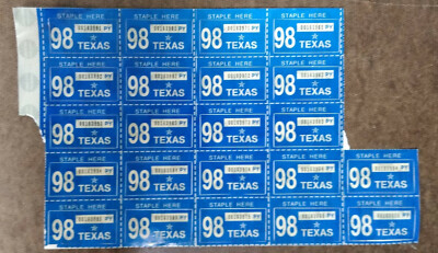 Texas expired 1998 License Plate Registration Stickers NOS | eBay