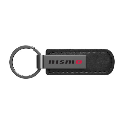 for Nissan NISMO Gunmetal Gray Metal Plate Black Leather Strap Key ...