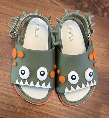 Mini Melissa Dinosaur Monster Sandals Green Orange Toddler USA Size 8 ...