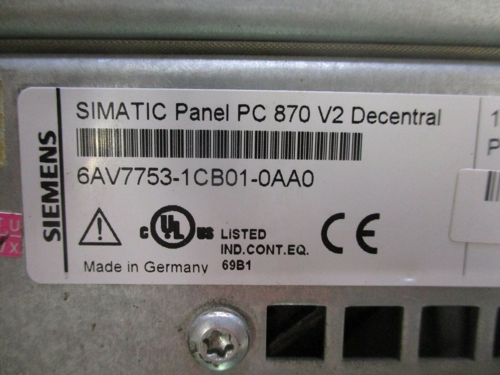 Siemens 6AV7753-1CB01-0AA0 Simatic Panel PC 870 V2 Decentral PC 230VAC ...