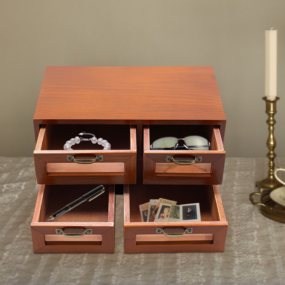 Desk Organizer with Drawers Wooden Desktop Storage Cabinet Storage Box ...
