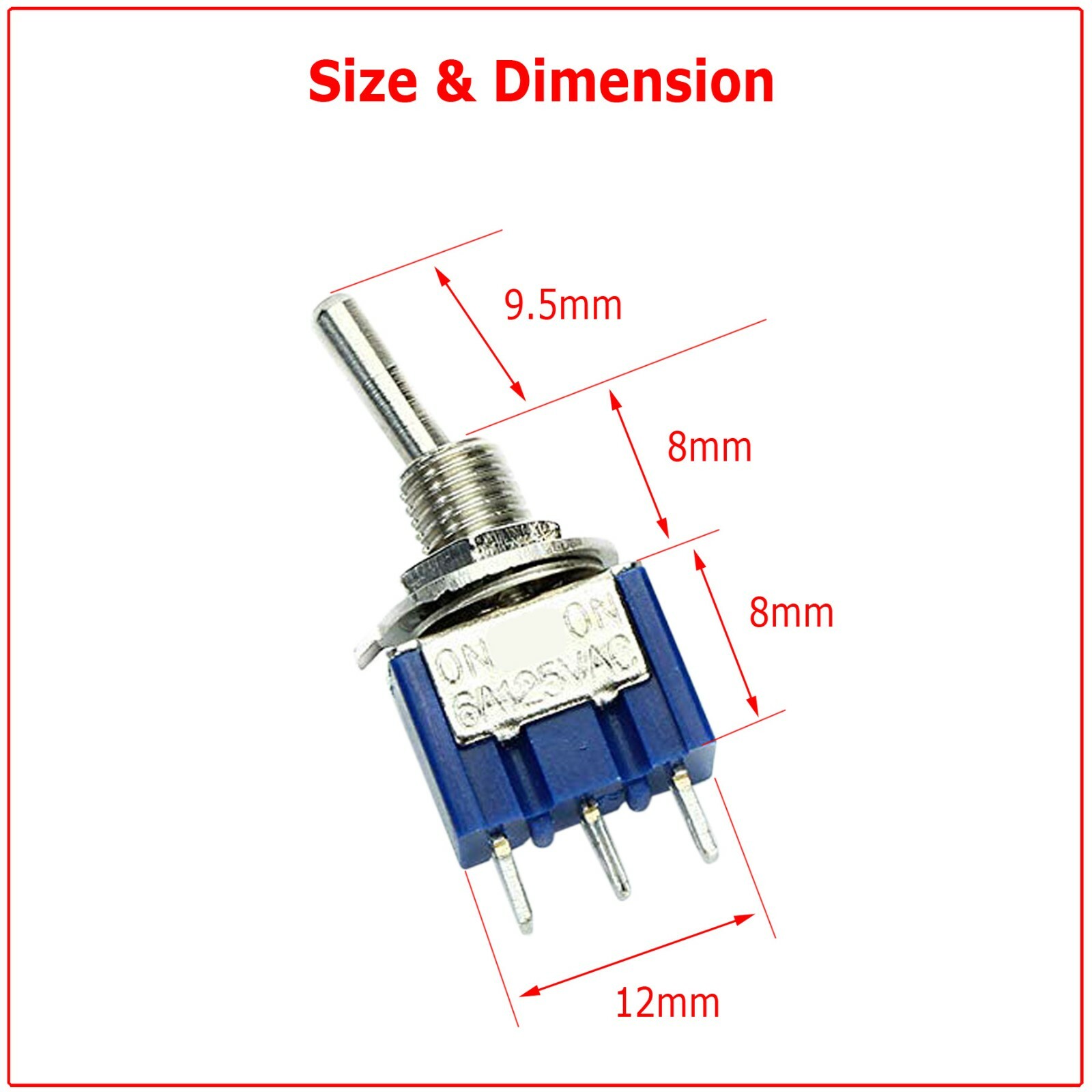 10pcs 3 Pin SPDT ON-OFF-ON 3 Position Mini Toggle Switches MTS-103 US ...