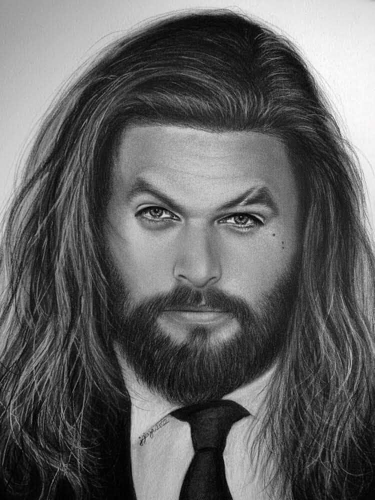 Charcoal Drawing Art Print of Jason Momoa by J Glaza. 8.5 X 11" FREE ...