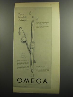 1953 Omega Watches Ad - This is the artistry of Omega | eBay