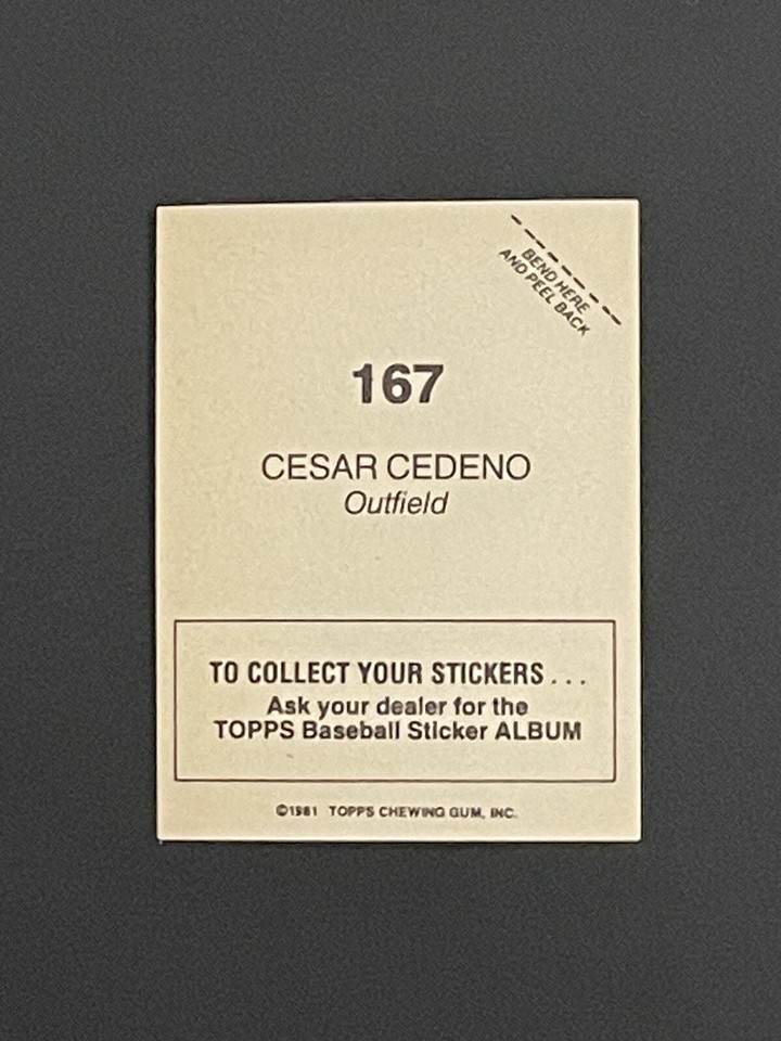 Cesar Cedeno 1981 Topps Baseball Sticker #167 Houston Astros | eBay