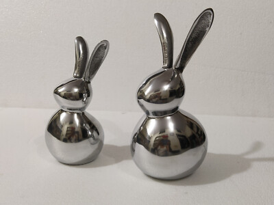 Rabbits set of 2 bunnies hare metal sculptures table top figurines | eBay