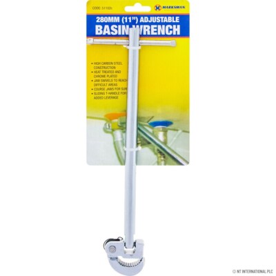 11'' SELF ADJUSTABLE BASIN WRENCH PLUMBING HOME 280MM SINK TAP SPANNER ...
