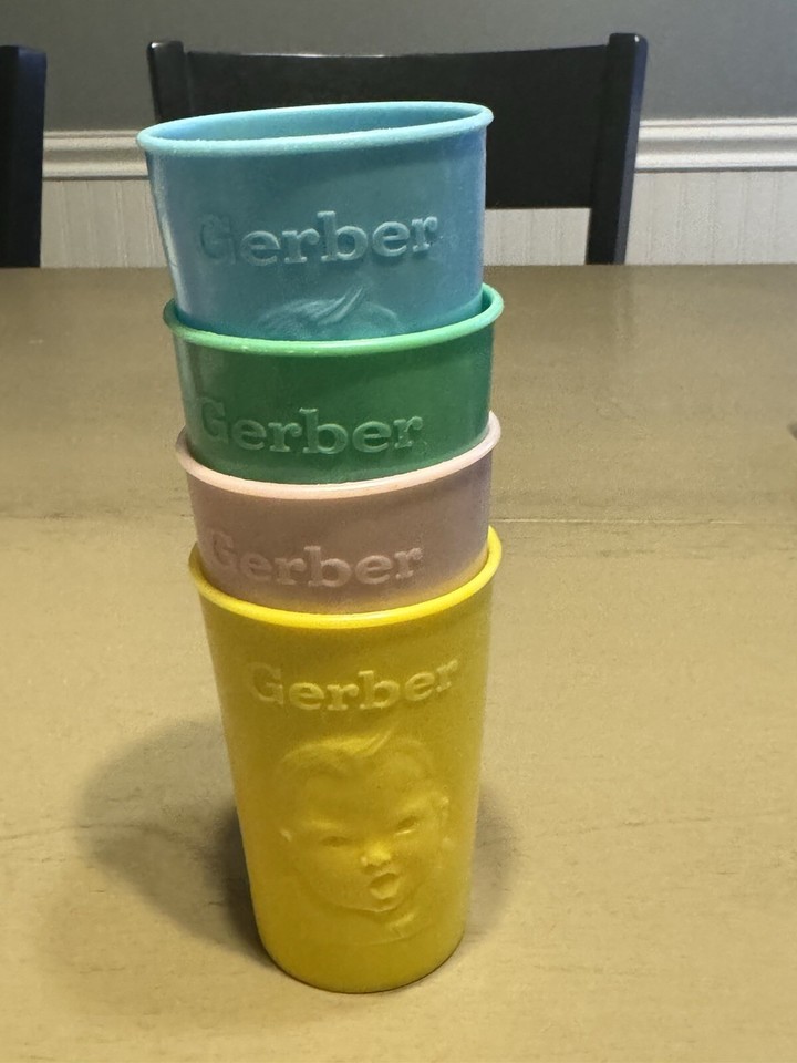 Lot Of 4 Gerber Baby Products Vintage 1960s Plastic Tumbler Cups | eBay