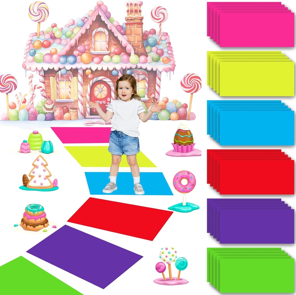 Colorful PVC Floor Stickers Candy Donut Theme Land Runway Rug Hallway ...