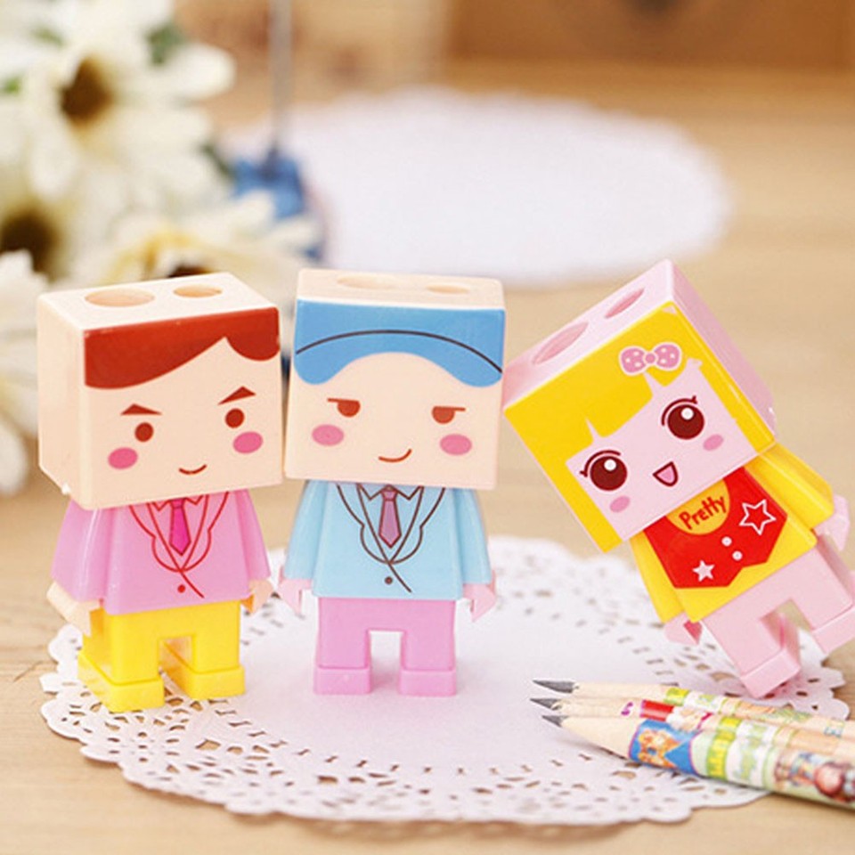 6pcs Plastic Creative Cartoon DIY Assemble Sharpener Double Holes ...