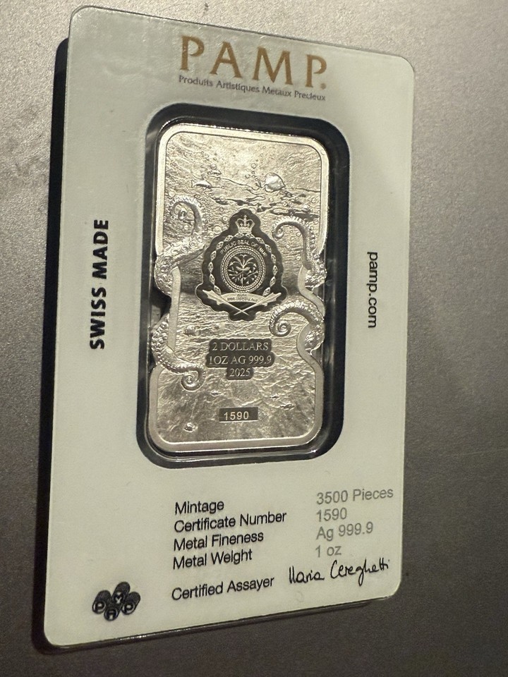 Pamp Natures Grip Octopus Silver Bar Niue - 1 Oz Swiss Made Beautiful ...