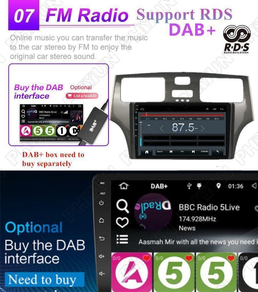 Android 10.1 Radio Stereo GPS WIFI Head Unit 9" For 01-05 Lexus ES300 ...