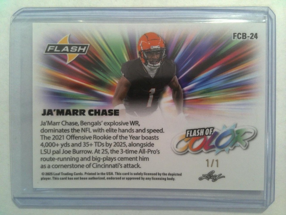 2025 Leaf Eclectic - 1 of 1 - Flash - Flash of Color - Ja'Marr Chase ...