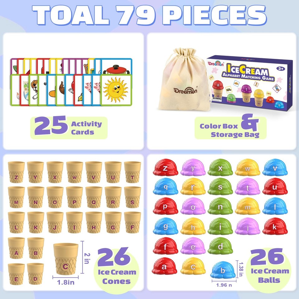 Ice Cream Color Sorting Toys for Toddlers, Montessori Learning Toys ...
