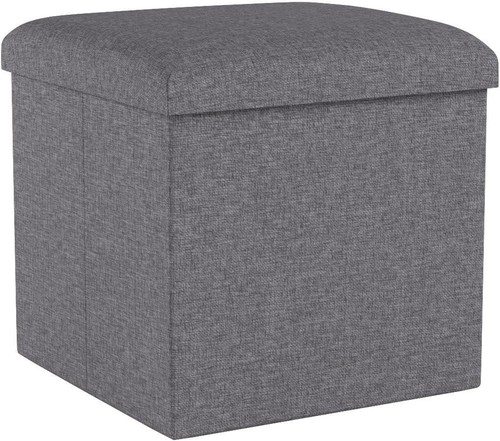 Gray Folding Collapsible Storage Square Foot Stools and Ottomans Cube ...