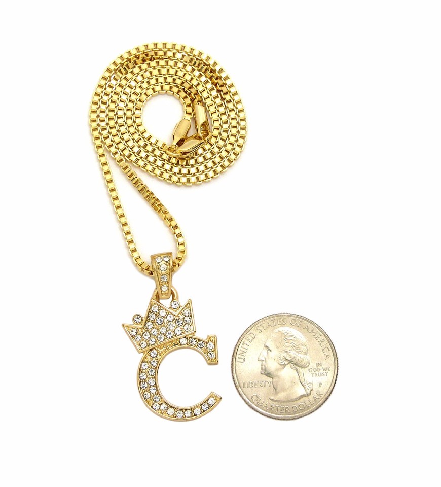 NEW ALPHABET INITIAL LETTERS PENDANT & 24" BOX CHAIN HIP HOP NECKLACES ...