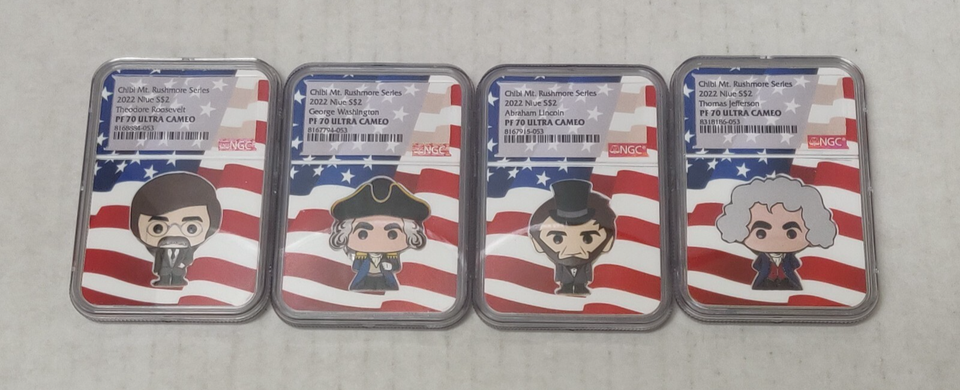 2022 NIUE $2 CHIBI MT RUSHMORE SERIES PRESIDENTS SET NGC PF 70 ULTRA ...