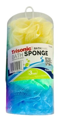 Bath Sponge Shower Loofahs 3-Count Mesh Pouf Bath Scrunchies Body Wash ...