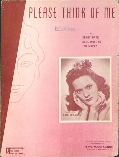 Sheet Music PLEASE THINK OF ME::Billie Richmond ©1942 | eBay