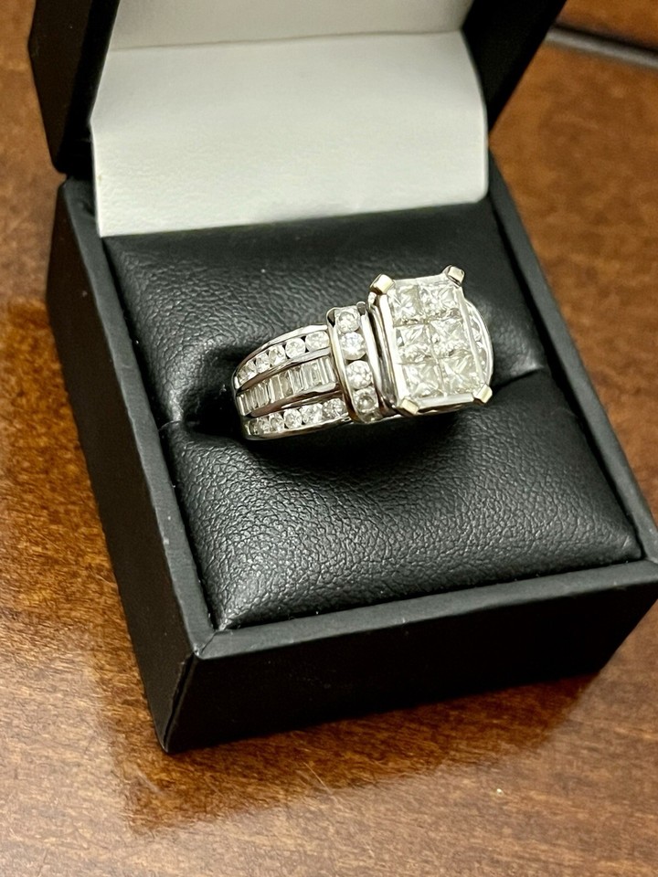 14k White Gold 3 CTW Diamond Ring Size 7 *GUARANTEED Lifetime Service ...