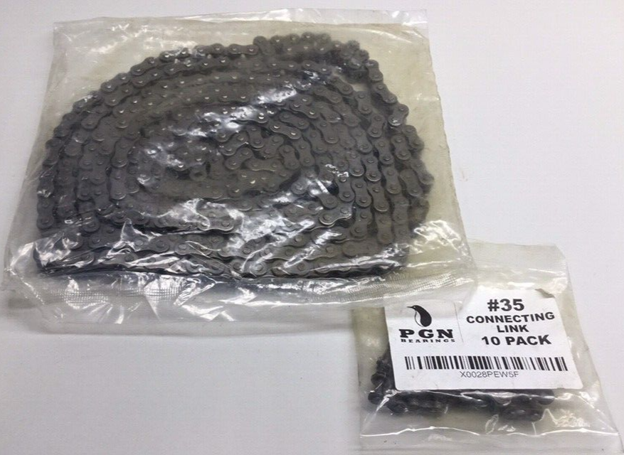 PGN RS35-1 Roller Chain 10'ft and #35-CL connecting link pack | eBay