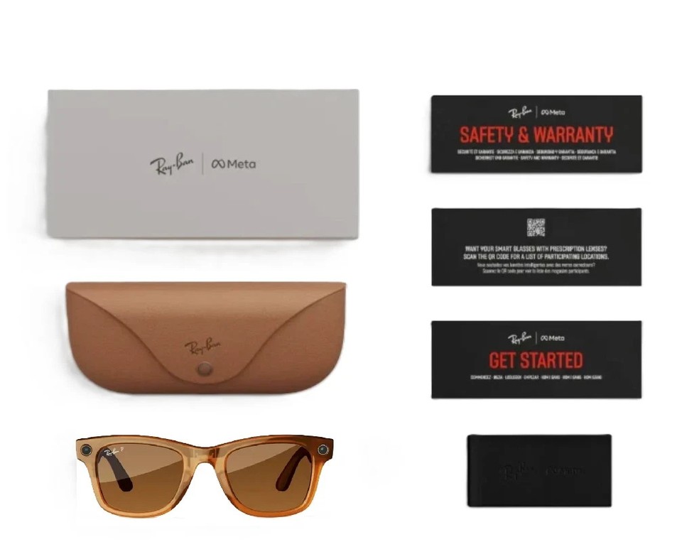 RAY-BAN Meta Wayfarer RW4008 Smart Sunglasses Polarized Caramel Brown ...