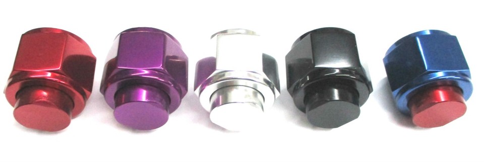 20 AN Female Flare Block off Cap Show Polished Black Anodized Aluminum ...
