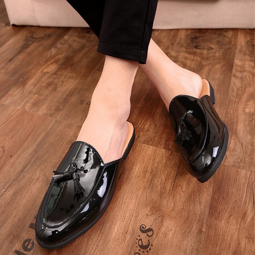 Fashion Men Half Slippers Tassel Loafers Slides Slip On Flats Casual ...