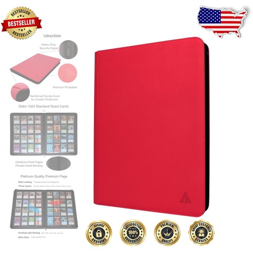 Archival-Safe 1000+ Cards Cap. Side Loading Card Album - Red Collector ...