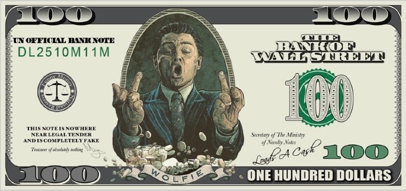 100 dollar bill / custom Wolf of Wall Street | Grelly UK