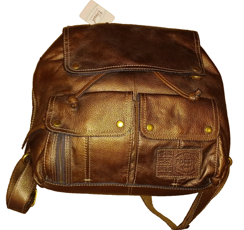 💥 Fossil Leather Morgan Bronze Backpack New NWT Women's Metallic Brown ...