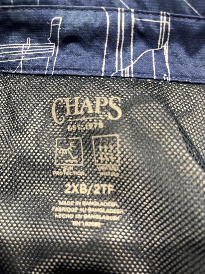 Chaps Fishing Shirt Men's 2XB/2TF Boat Design Short Sleeve Lightweight ...