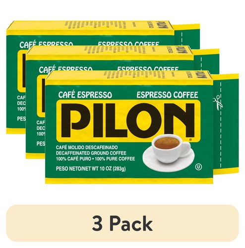 (3 Pack) Caf Pilon Dark Roast Decaffeinated Espresso Ground Coffee 10 ...