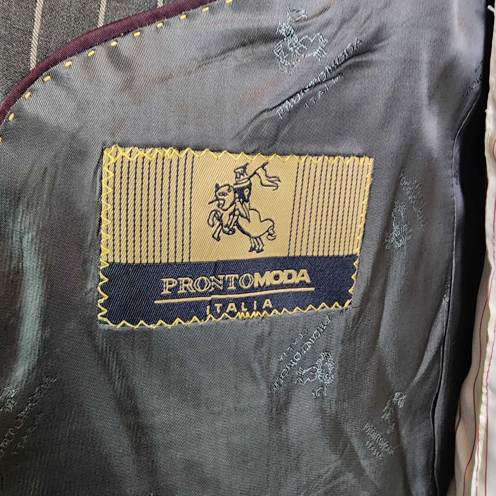 Pronto Moda Italia Men's Suit Olive Green 46R Super 140s Merino Wool ...