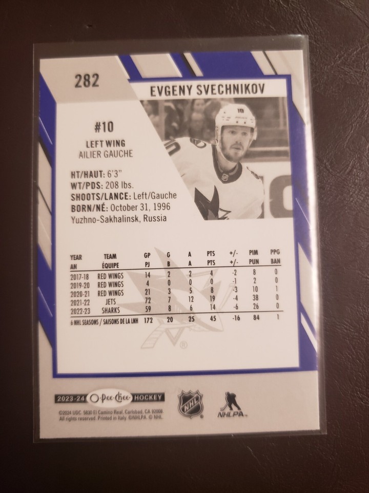 2023-24 Evgeny Svechnikov BLUE O-Pee-Chee Hockey San Jose Sharks | eBay