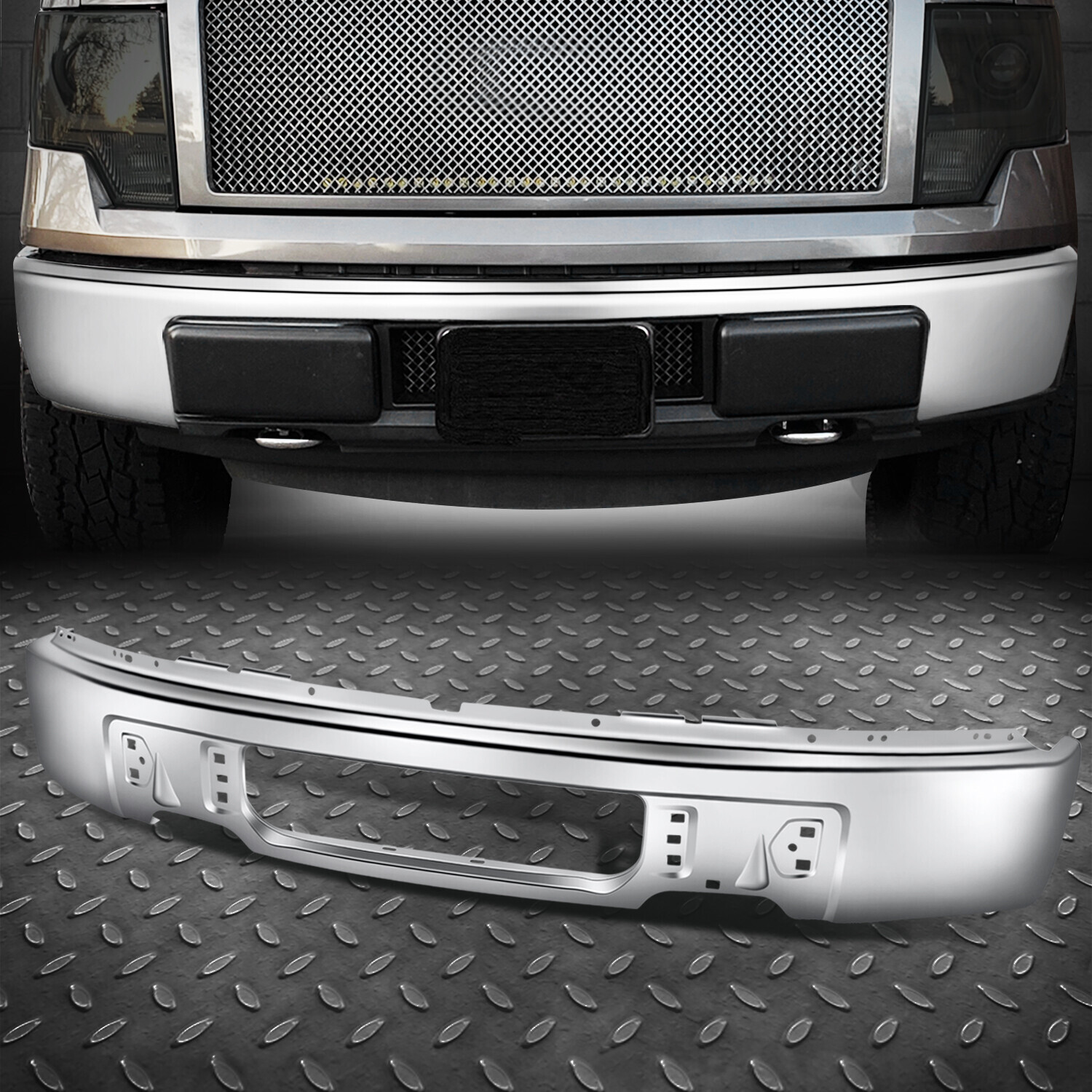 For 09-14 Ford F-150 Chrome Steel Front Bumper Face Bar w/o Fog Light ...