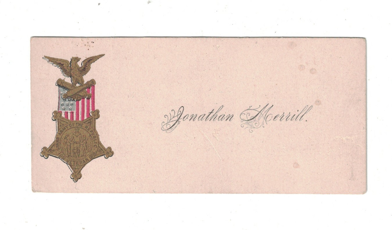 Grand Army of the Republic G.A.R. Calling Card Jonathan Merrill | eBay