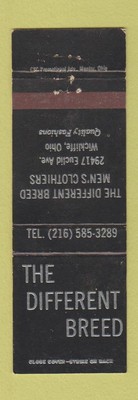 Matchbook Cover - Different Breed Men's Clothes Wickliffe OH | eBay