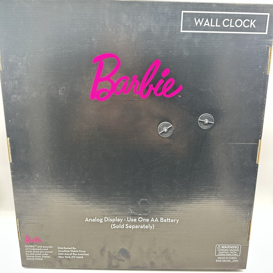 Licensed Mattel Barbie Pink Silhouette 19” x 18” Hanging Analog Wall ...