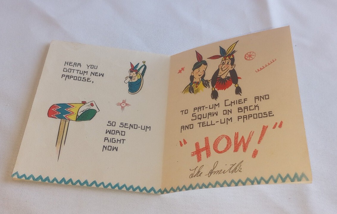 Baby Congratulations Card Hallmark Vintage Wahoo! Chief Squaw Western ...