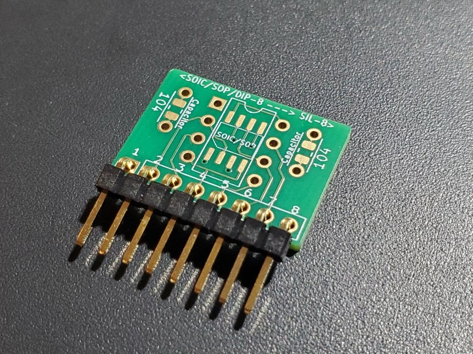 5X PCB Gold Pads SOIC-8 SOP-8 DIP-8 to SIL-8 SIL8 SIP-8 SIP8 JRC 5532 ...